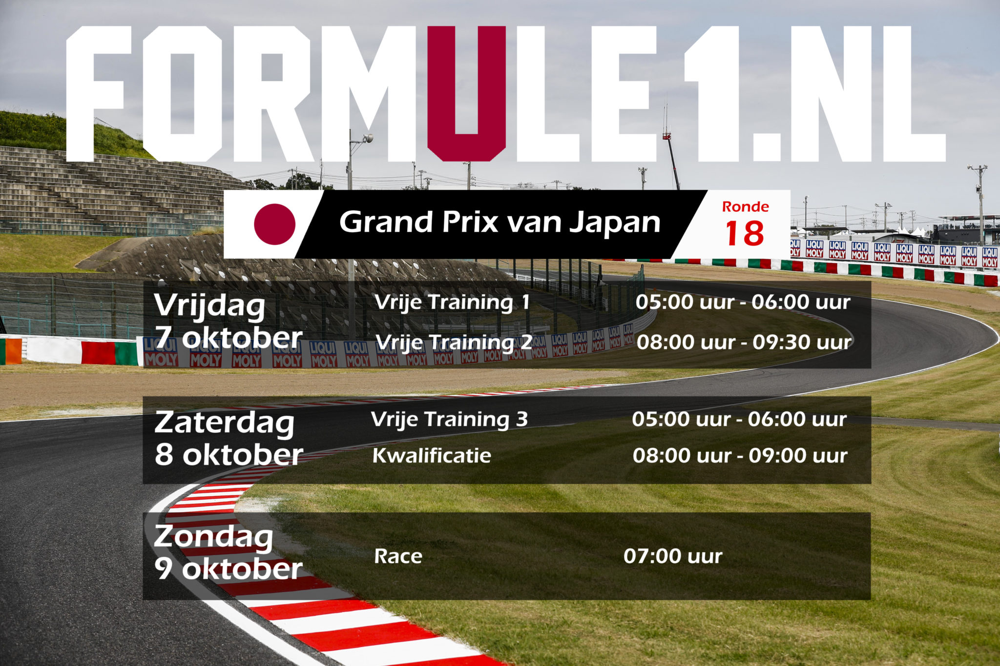 Tijdschema GP Japan: Hoe laat moeten we de wekker zetten? - Formule1.nl